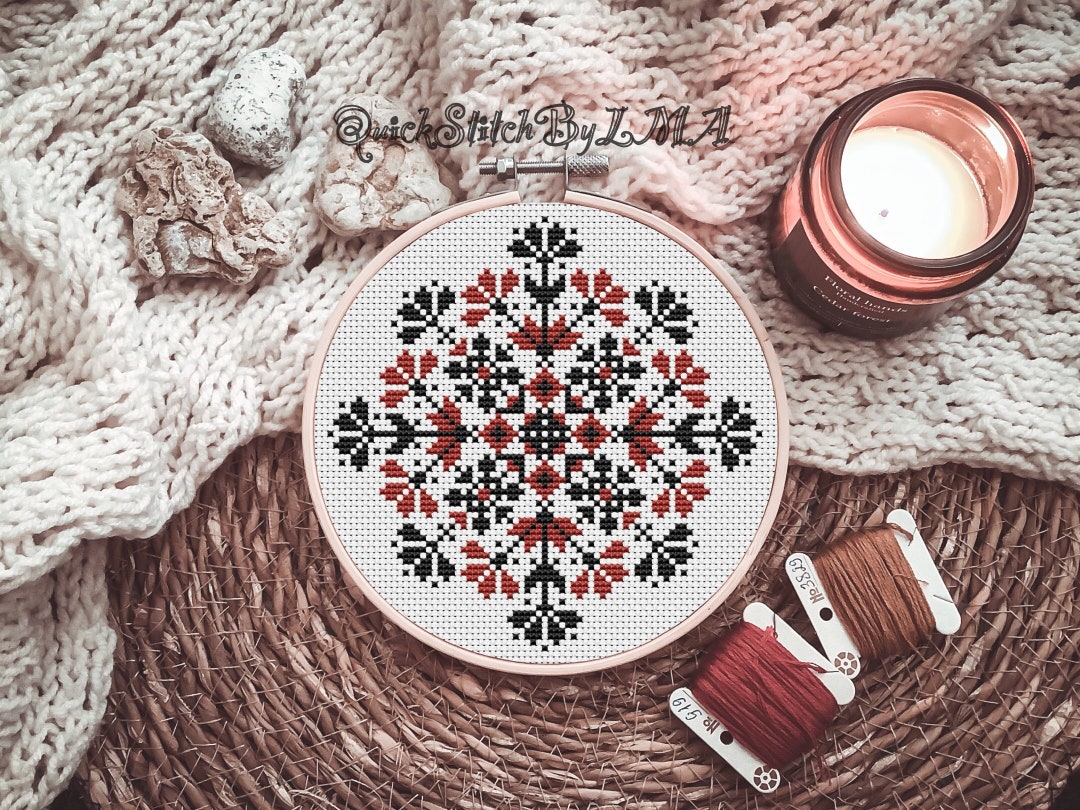 Mandala Cross Stitch Pattern PDF, Floral Sampler Embroidery, Antique ...