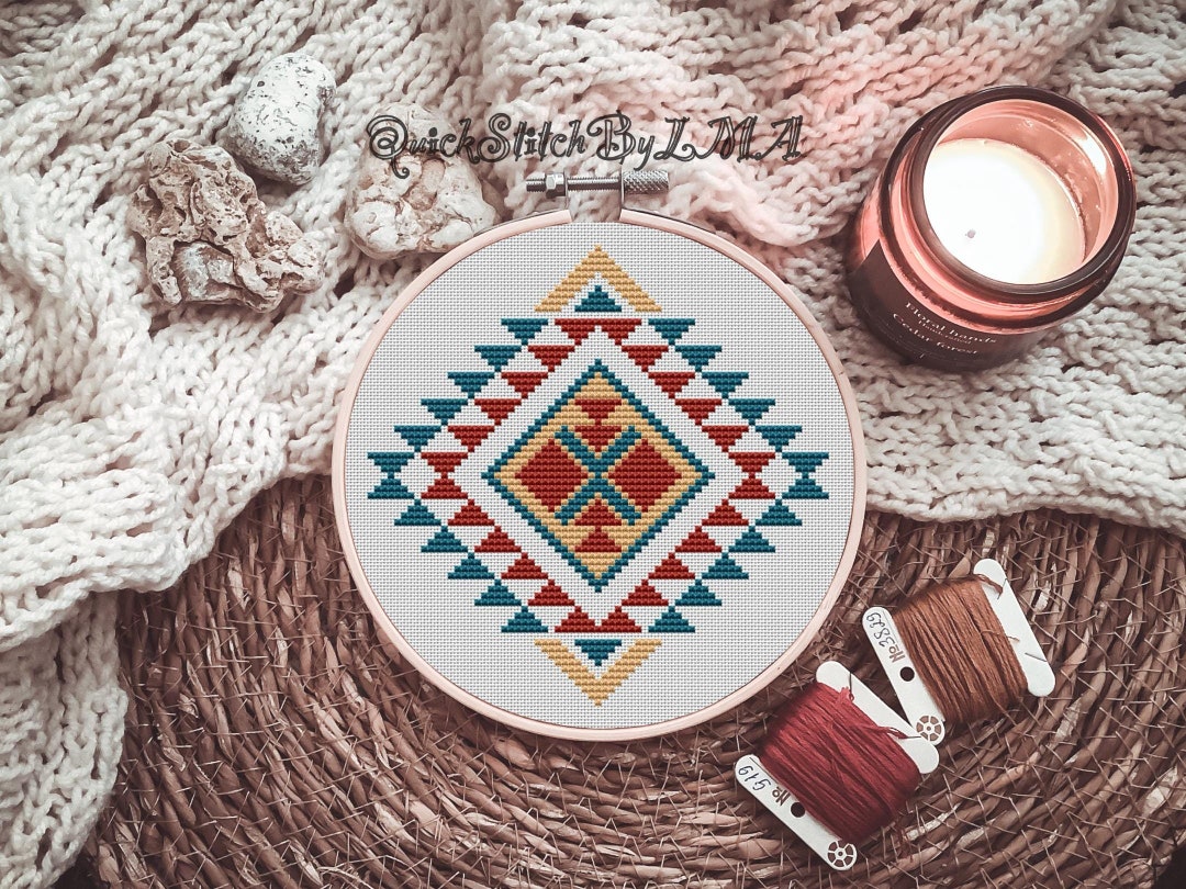 Aztec Cross Stitch Pattern PDF Instant Download, Ethnic Geometric ...