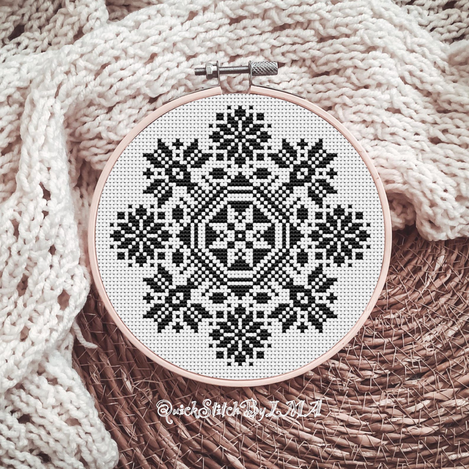 Monochrome Folk Cross Stitch Pattern Instant Download PDF, Floral ...