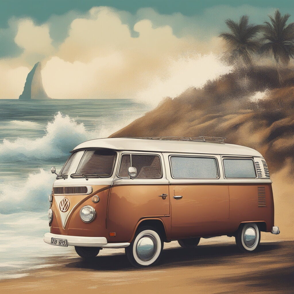 VW Camper Retro - 10 Digital Print - Etsy