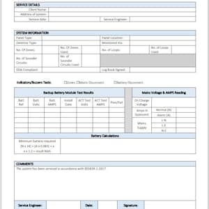 UK Fire Alarm Service Sheet Template for Fire Engineers - Etsy
