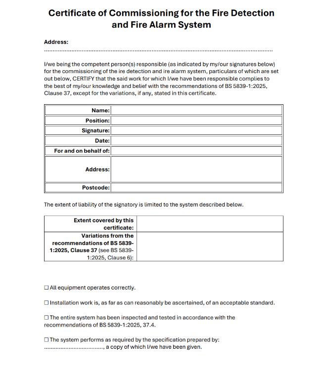 BS5839-1:2025 Fire Alarm and Detection Certificate Package - Etsy UK