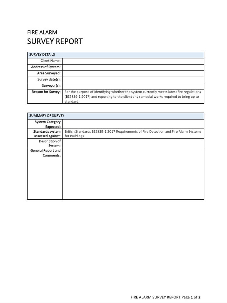 Fire Alarm Survey Report Template for Fire Engineers - Etsy UK