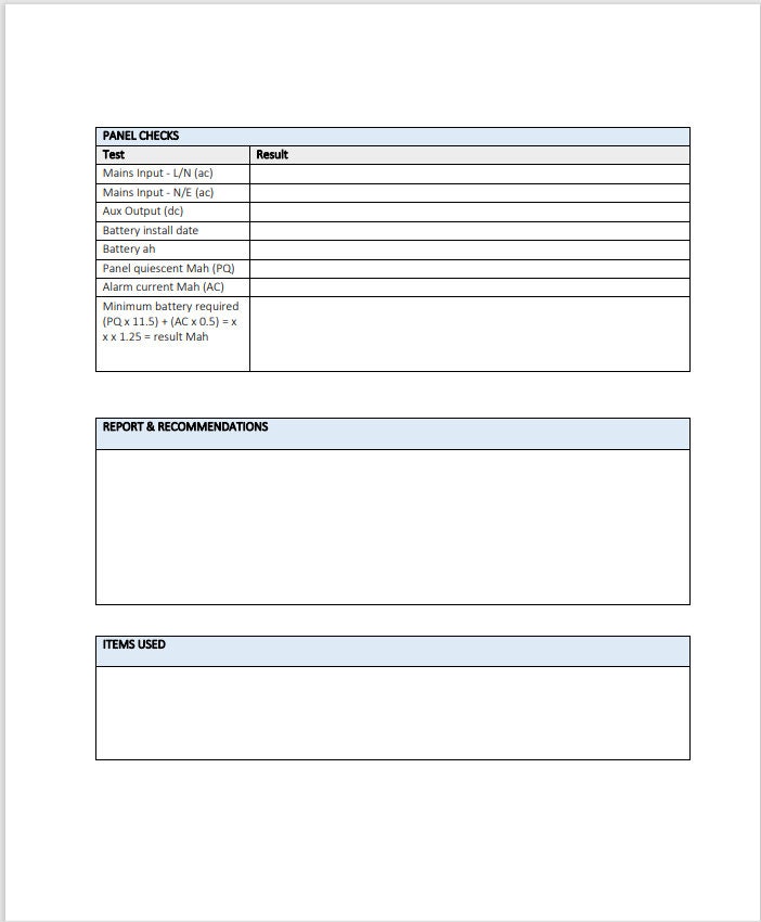 Intruder Alarm Service Sheet - Etsy UK
