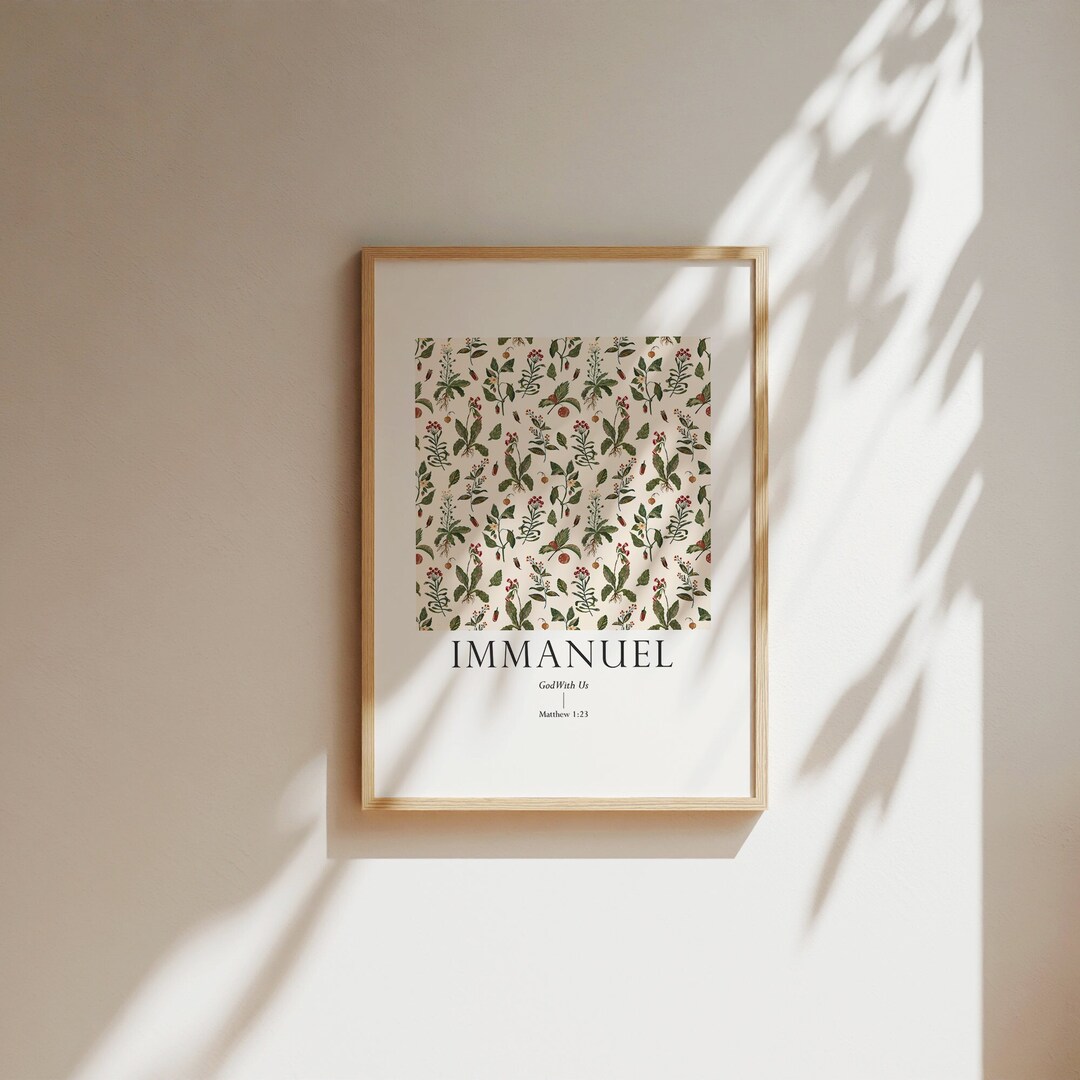 Immanuel Christmas Bible Verse Print: Vintage Floral Christian Wall ...