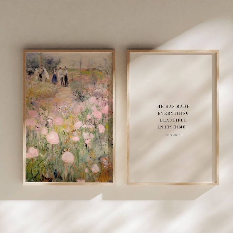 Ecclesiastes 3:11 He Has Made Vintage Bible Verse Set of 2 Prints ...