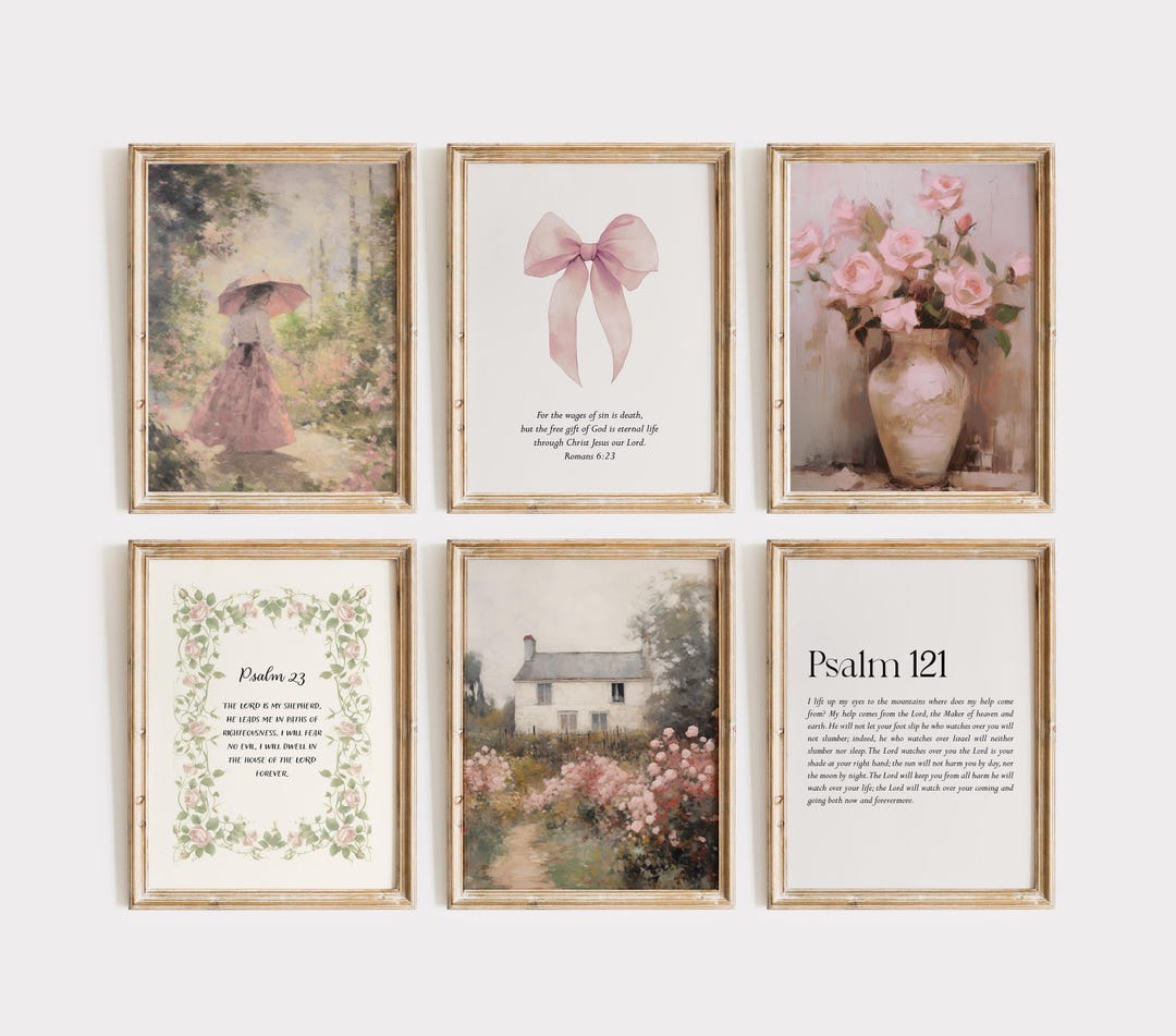 Pink Christian Bible Verse Collage Art: Girly Dorm Decor (digital ...
