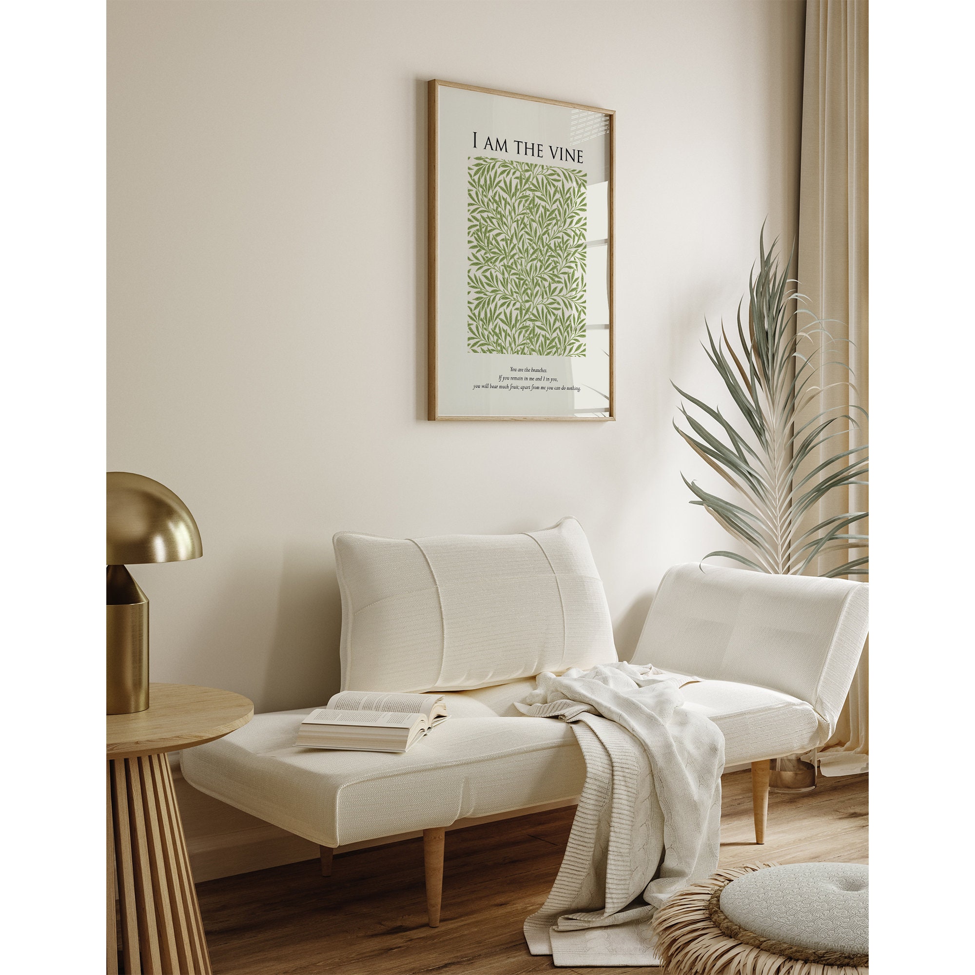 I Am the Vine Print, Modern Christian Scripture Art, Vintage Bible ...