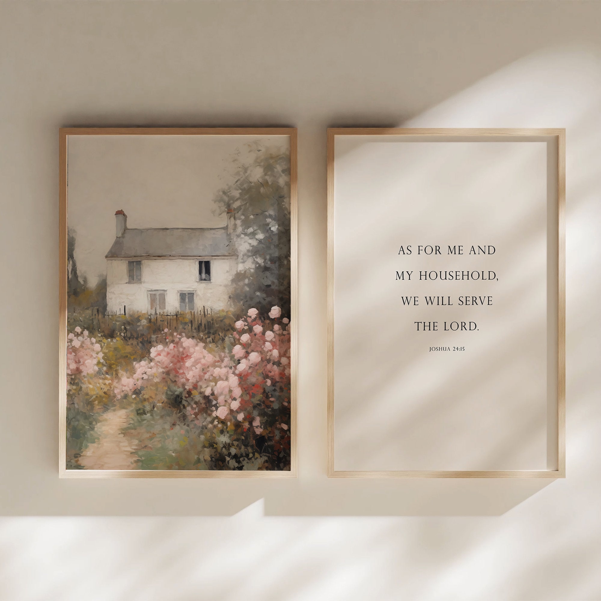 JOSHUA 24:15 Set of 2 Prints, as for Me Modern Christian Faith Wall Art ...