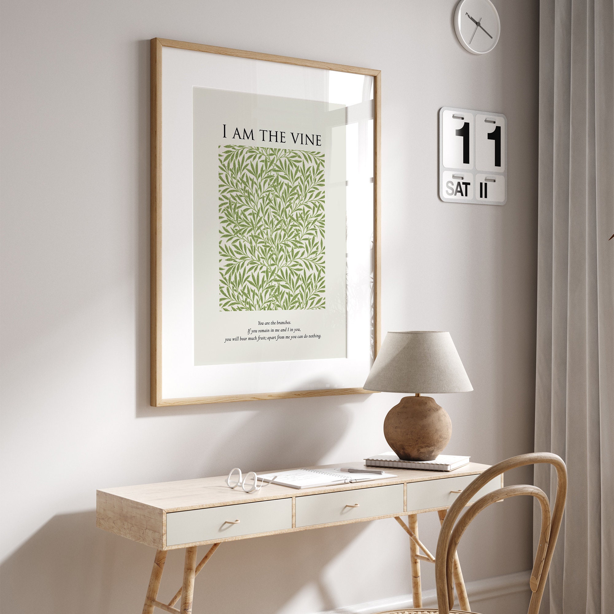 I Am the Vine Print, Modern Christian Scripture Art, Vintage Bible ...