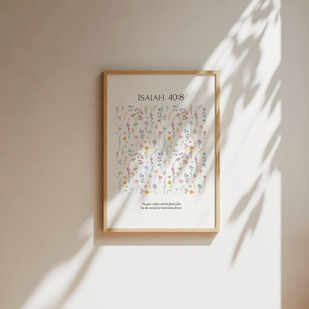 Isaiah 40:8 Vintage Floral Pattern Bible Verse Printable, Wild Flower ...