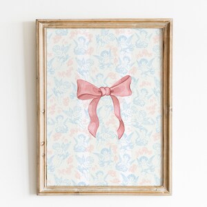 Modern Christian Pink and Blue Coquette Gallery Wall Art, Trendy Preppy ...