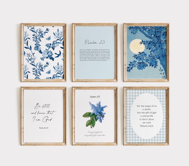 Blue Bible Verse Wall Art: Christian Home Decor (digital Download) - Etsy
