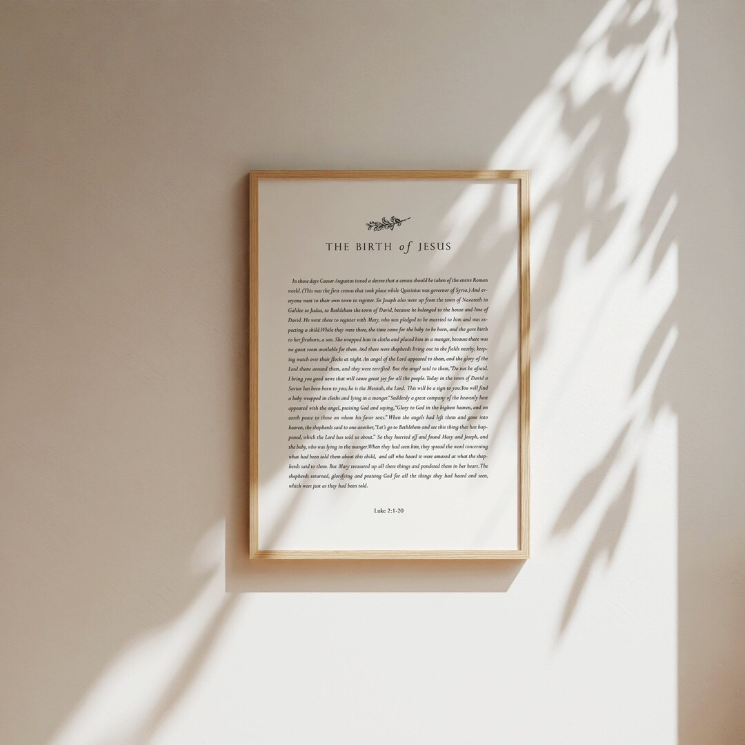 Luke 2:1-20 the Birth of Jesus Christ Bible Verse, Christian Christmas ...