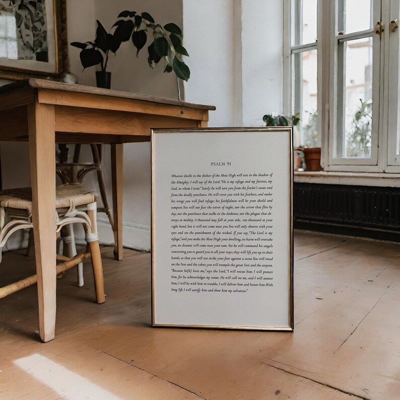 Psalm 91 Poster, Digital Print, Modern Christian Bible Verse Wall Art ...