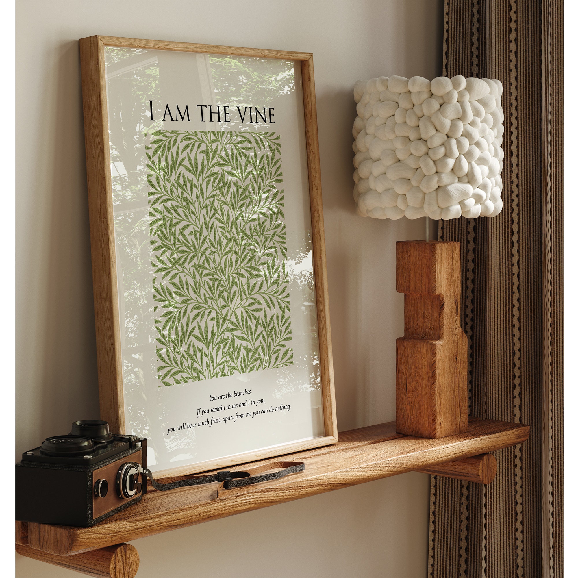 I Am the Vine Print, Modern Christian Scripture Art, Vintage Bible ...