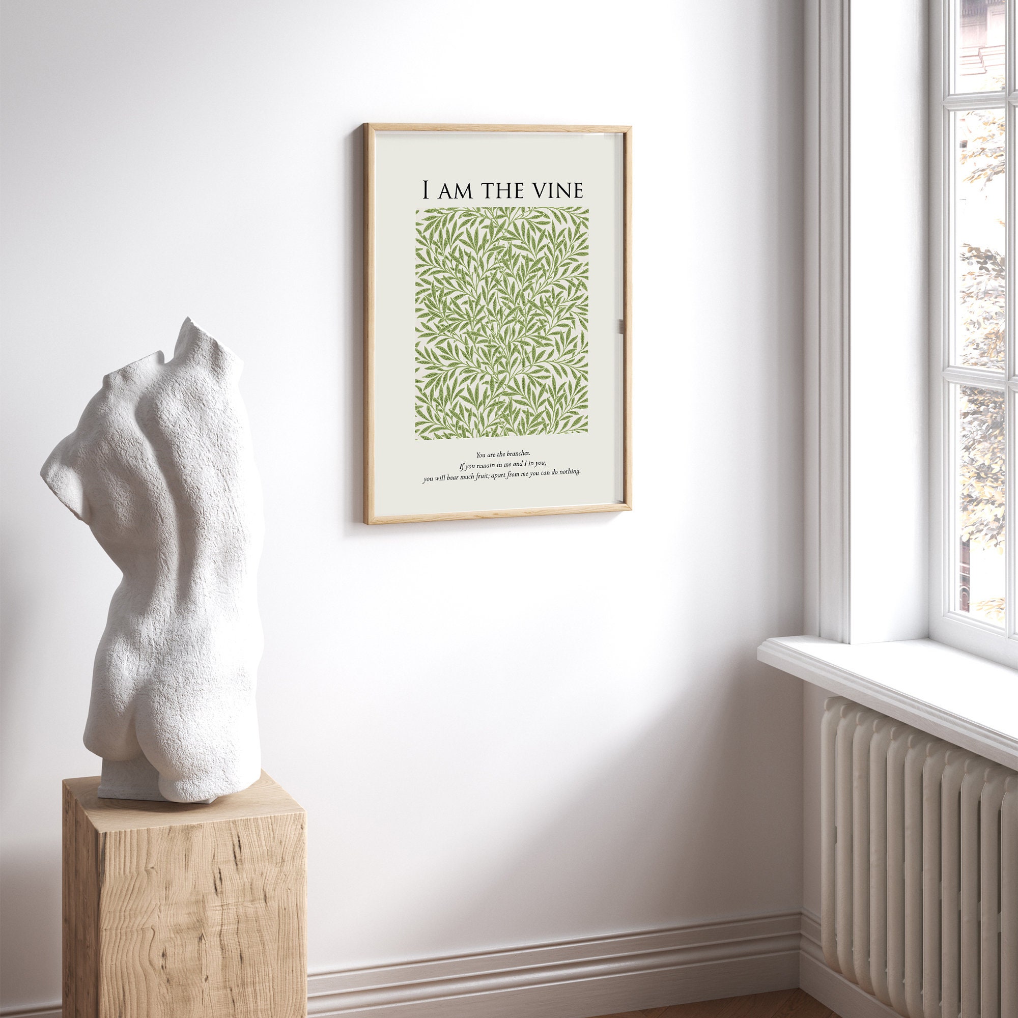 I Am the Vine Print, Modern Christian Scripture Art, Vintage Bible ...