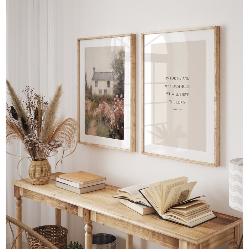 JOSHUA 24:15 Set of 2 Prints, as for Me Modern Christian Faith Wall Art ...