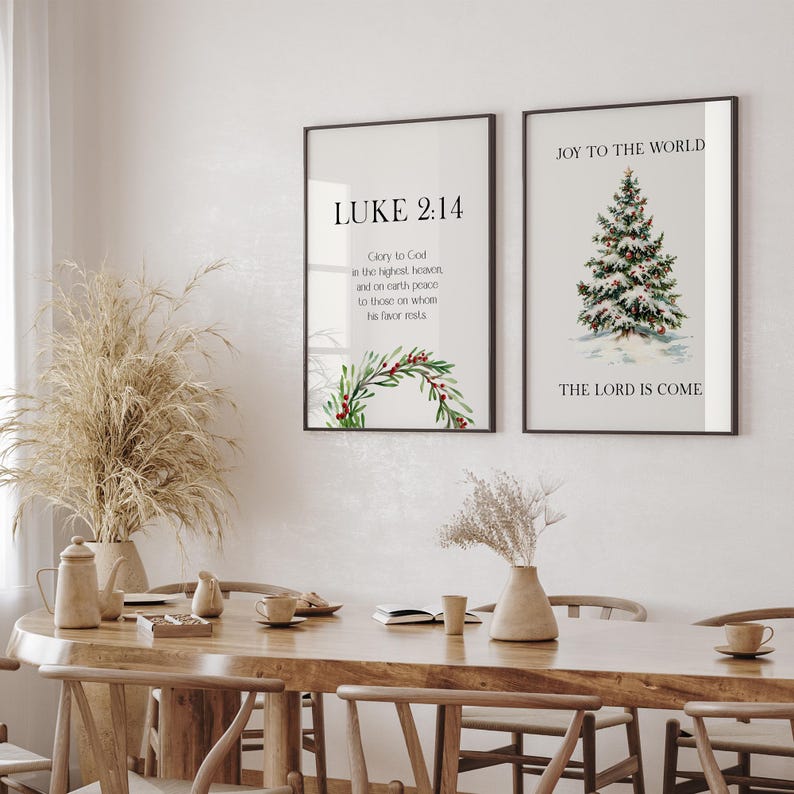 Christmas Christian Bible Verse Wall Art, Luke 2:14, Joy to the World ...