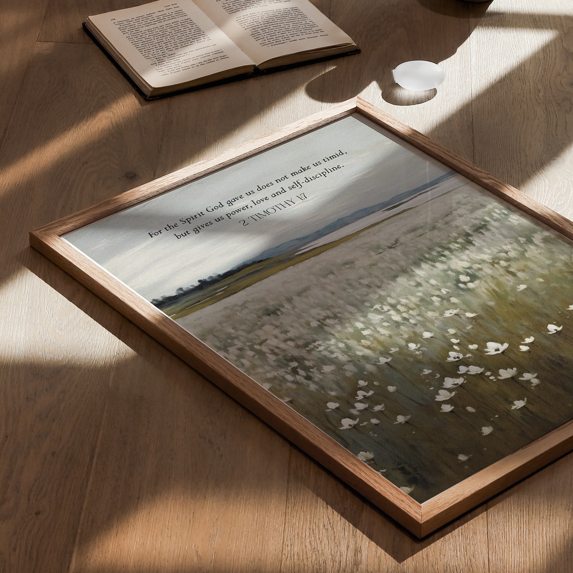 2 Timothy 1:7 Vintage Landscape Printable, Modern Scripture Decor ...