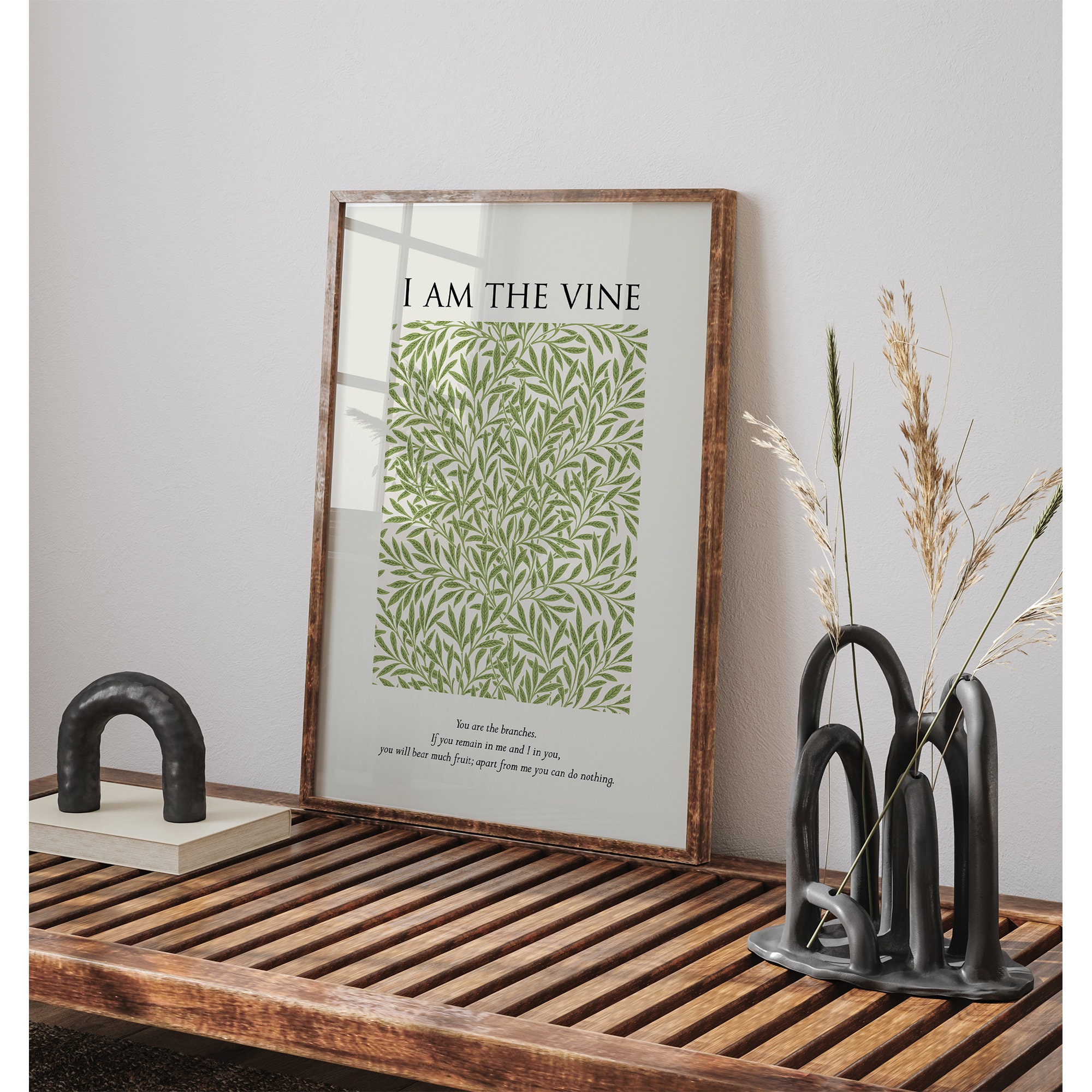 I Am the Vine Print, Modern Christian Scripture Art, Vintage Bible ...
