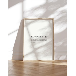 Romans 6:23 Christian Printable Wall Art, Trendy Preppy Pink Coquette ...