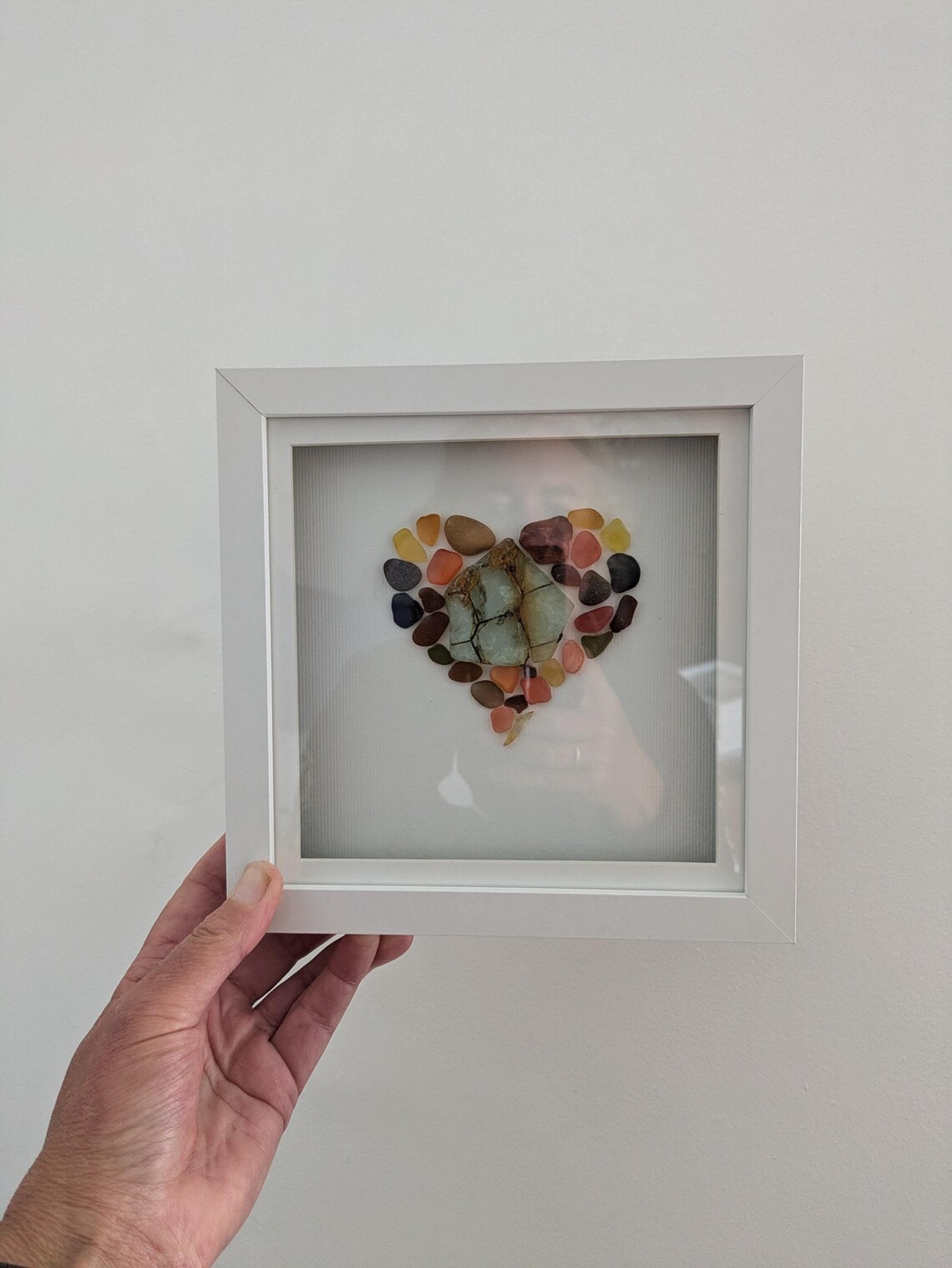 Beach Sea Glass and Pebble Heart Picture • Handmade in Suffolk - Etsy