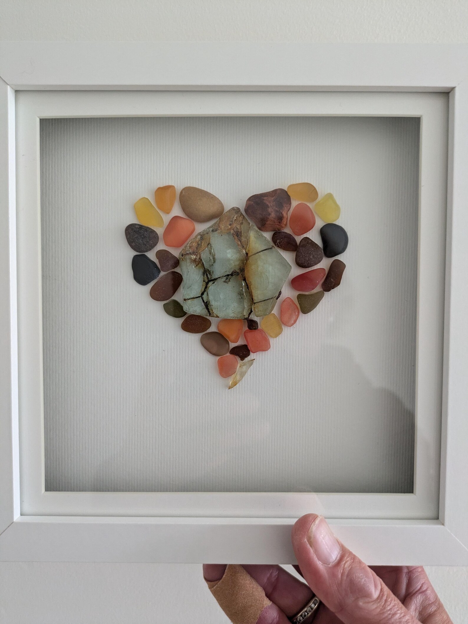 Beach Sea Glass and Pebble Heart Picture • Handmade in Suffolk - Etsy