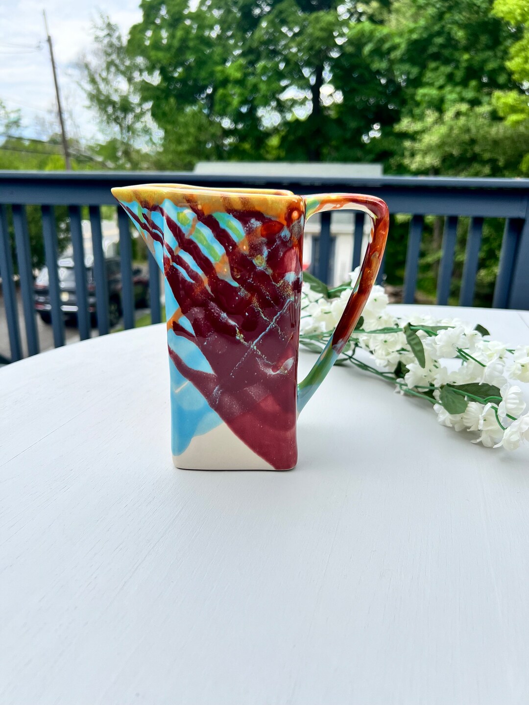 The Conran Shop Hand Painted Pitcher, Splattered Pottery, Made in Italy ...