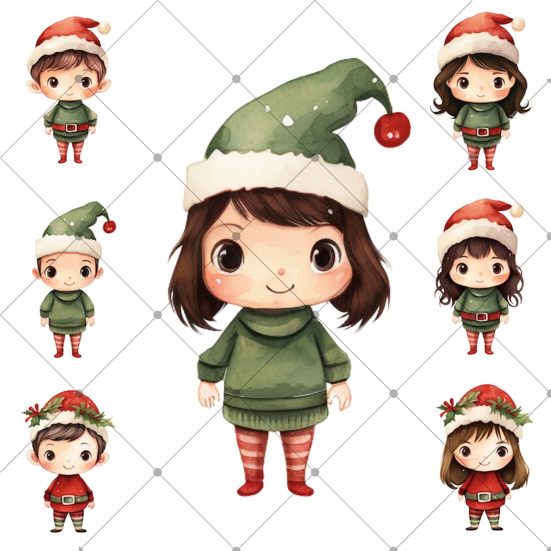 35 Cute Christmas Elves Clipart | Elf Clip Art PNG, Cartoon Xmas Elves ...