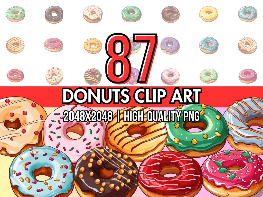 87 Donuts Clip Art: Colorful Donut Clipart Images | Sprinkle, Chocolate ...