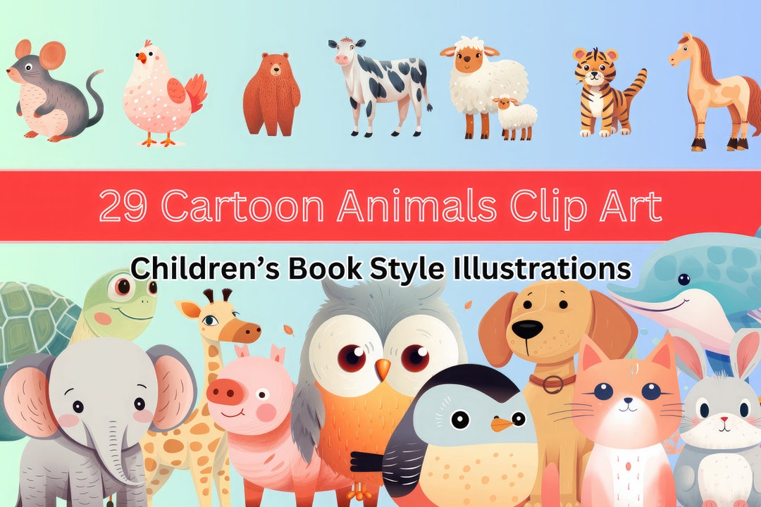 29 Cartoon Animals Clip Art Collection | Sea, Zoo, Woodland, Ocean ...