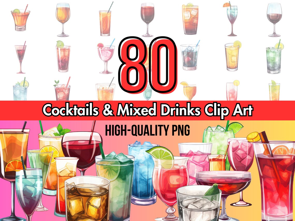 80 Cocktails & Drink Clip Art | Mixed Drink Clipart | High-res PNG ...