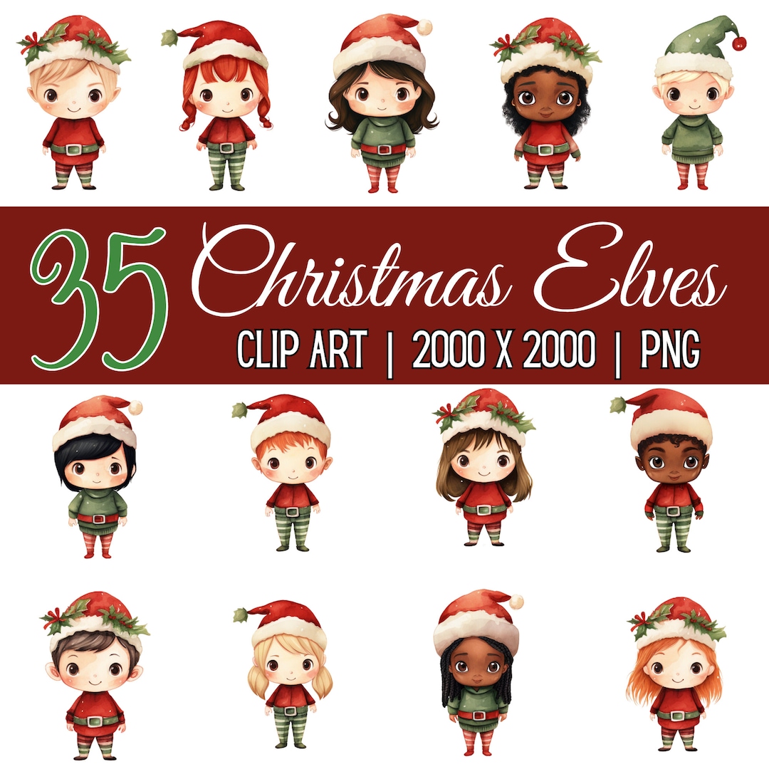 35 Cute Christmas Elves Clipart | Elf Clip Art PNG, Cartoon Xmas Elves ...