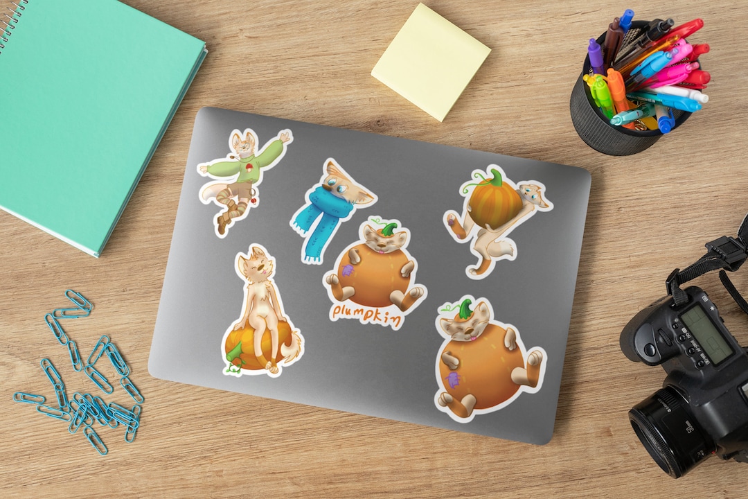Autumn Fox Furry Stickers Cute uv/water/weather Resistant Durable Vinyl ...