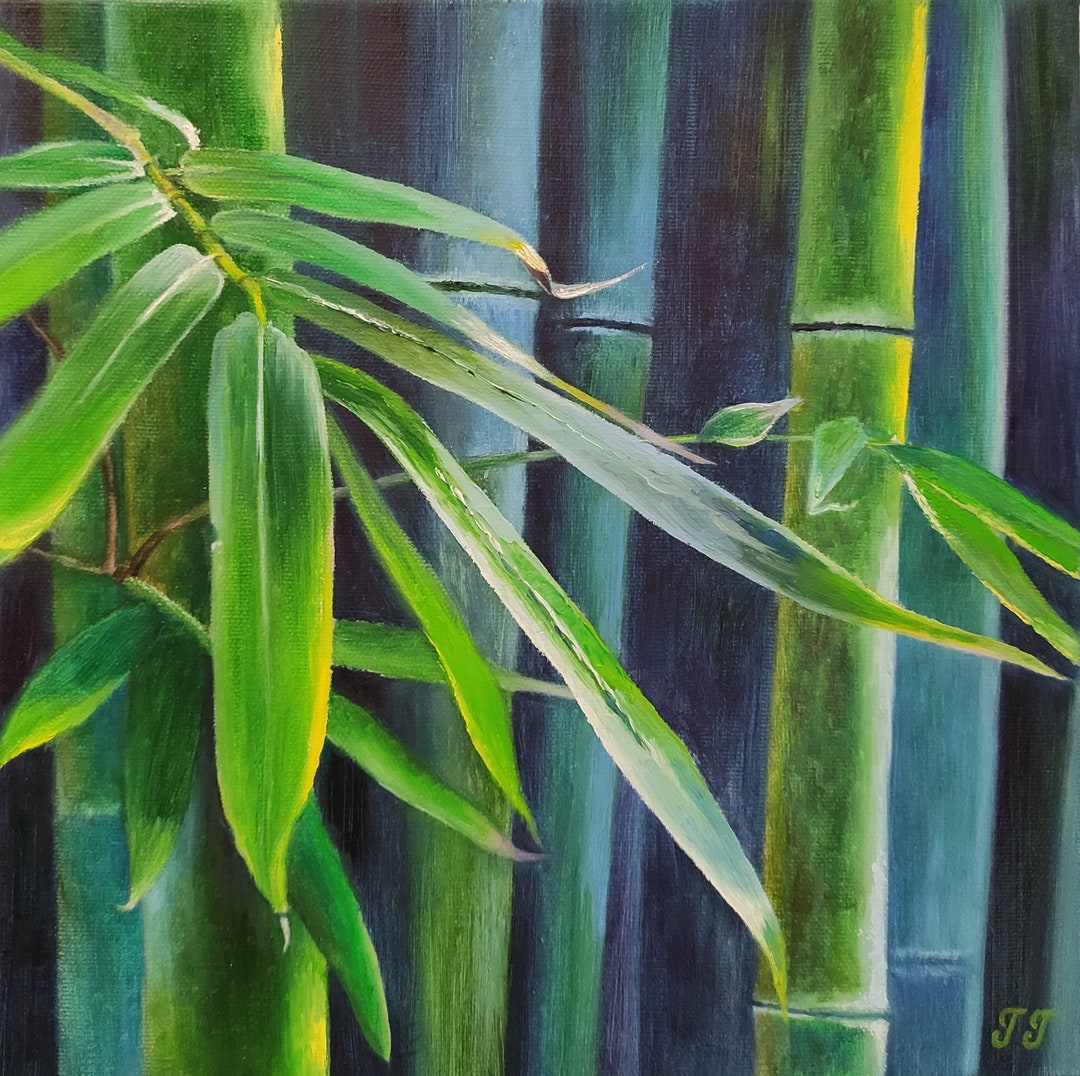 Bamboo Painting, Original Oil Painting on Canvas, 100% Handmade, Wall ...