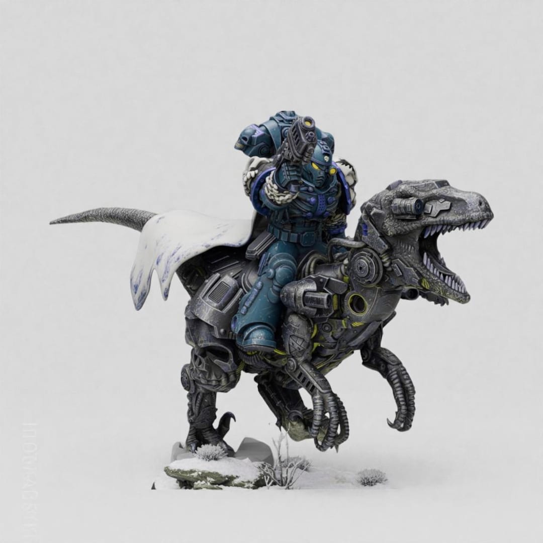 Wargame Cyber Velociraptor Riders Figure - 60mm Base - Etsy