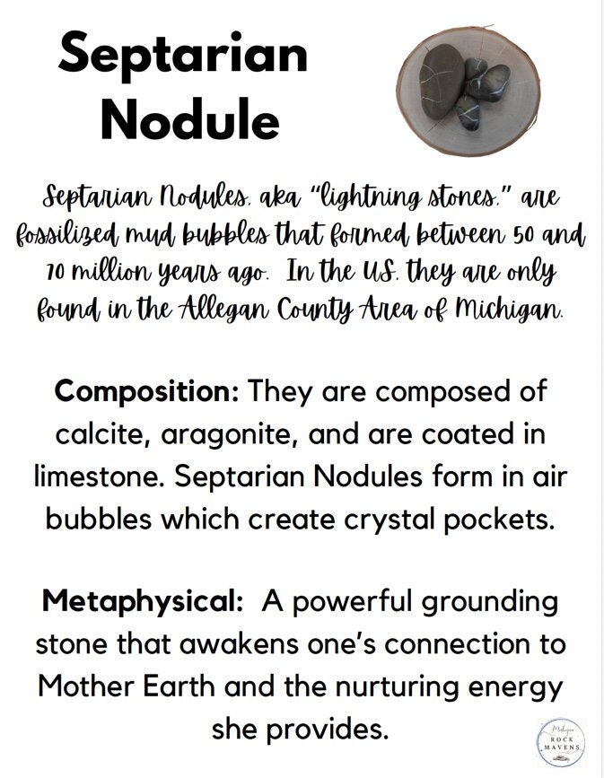 Septarian Nodule Stone Information Sheet - Etsy