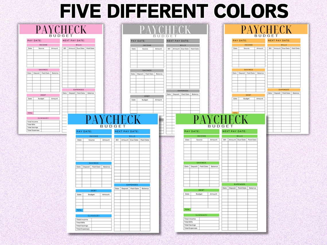 Biweekly Paycheck Budget Template, Paycheck Editable and Printable ...