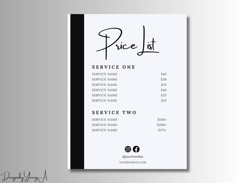 Minimal Price List Editable Template, Price List Flyer Canva, Business ...