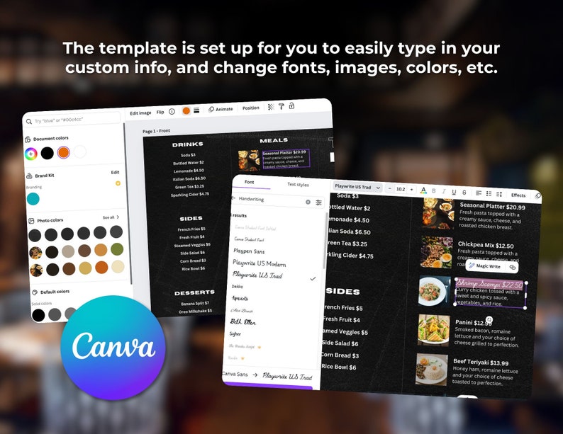 Modern Takeout Menu Canva Template | Restaurant Menu Tri-fold Brochure ...