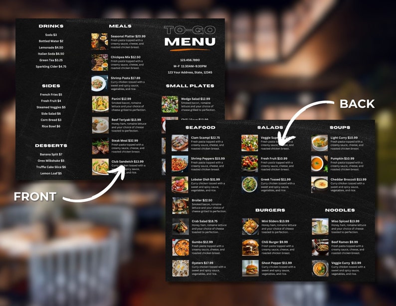 Modern Takeout Menu Canva Template | Restaurant Menu Tri-fold Brochure ...