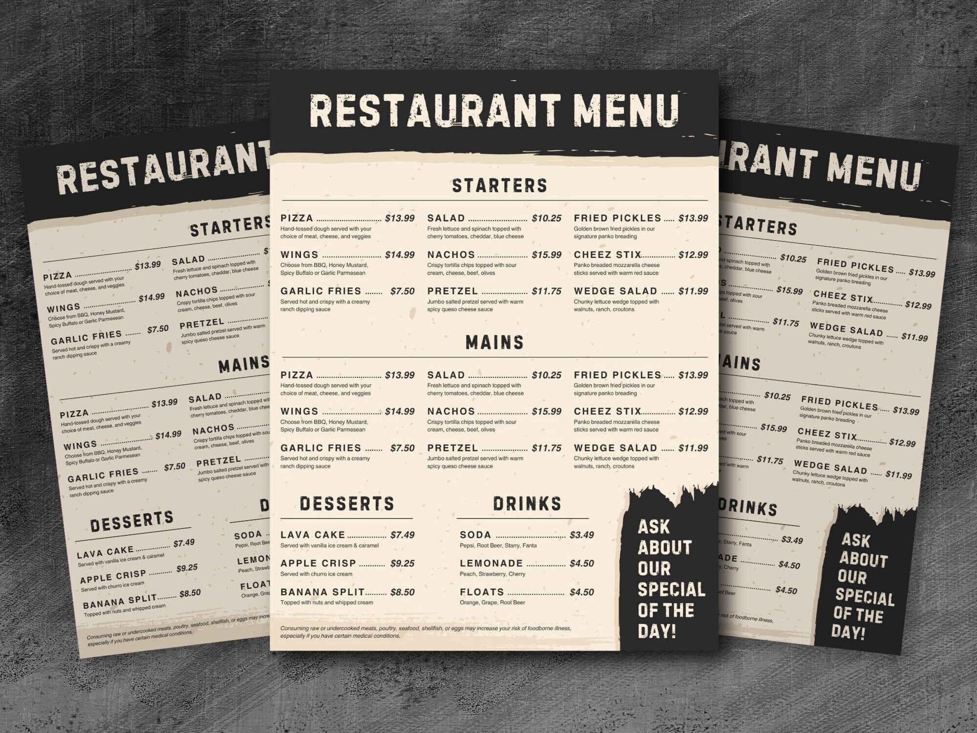 Modern Restaurant Menu Template | Trendy Menu Canva Template | Editable ...
