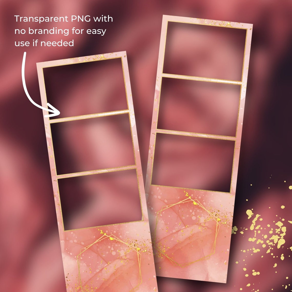 Rose Gold Photobooth Print Template | Girly Pink & Gold Foil Party ...
