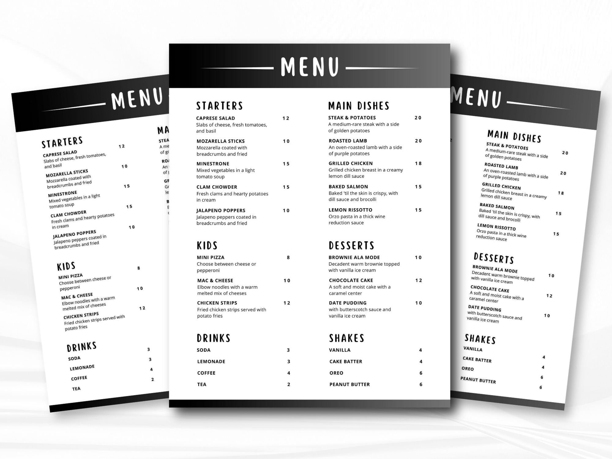Simple Restaurant & Bar Menu Design Template | Editable Modern Menu ...