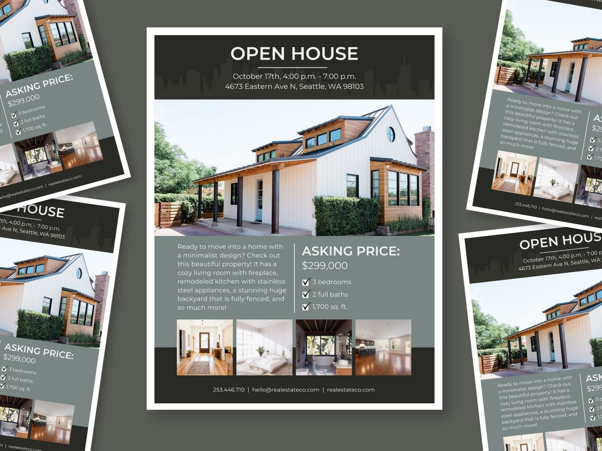 Modern Open House Flyer Design Template Customizable Real Estate Open ...