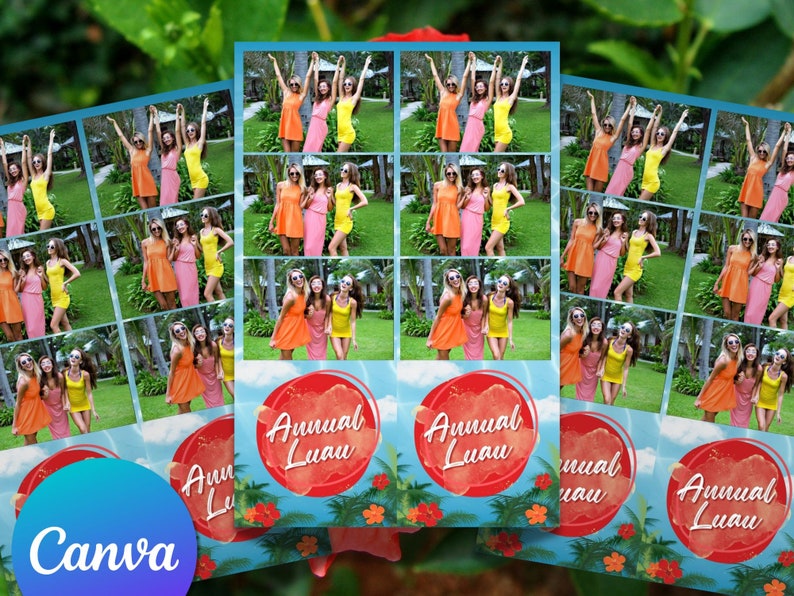 Tropical Beach Photo Booth Print Template Customizable Hawaiian Luau ...