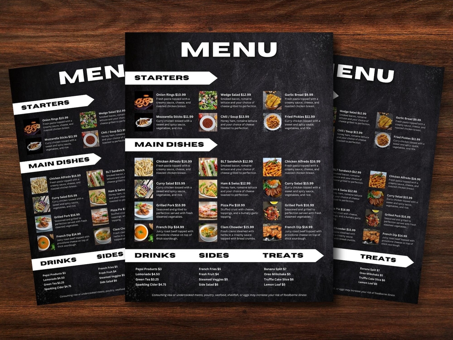 Trendy Modern Restaurant Menu Template | 8.5x11" Menu Template for ...