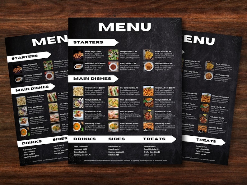Trendy Modern Restaurant Menu Template | 8.5x11" Menu Template for ...