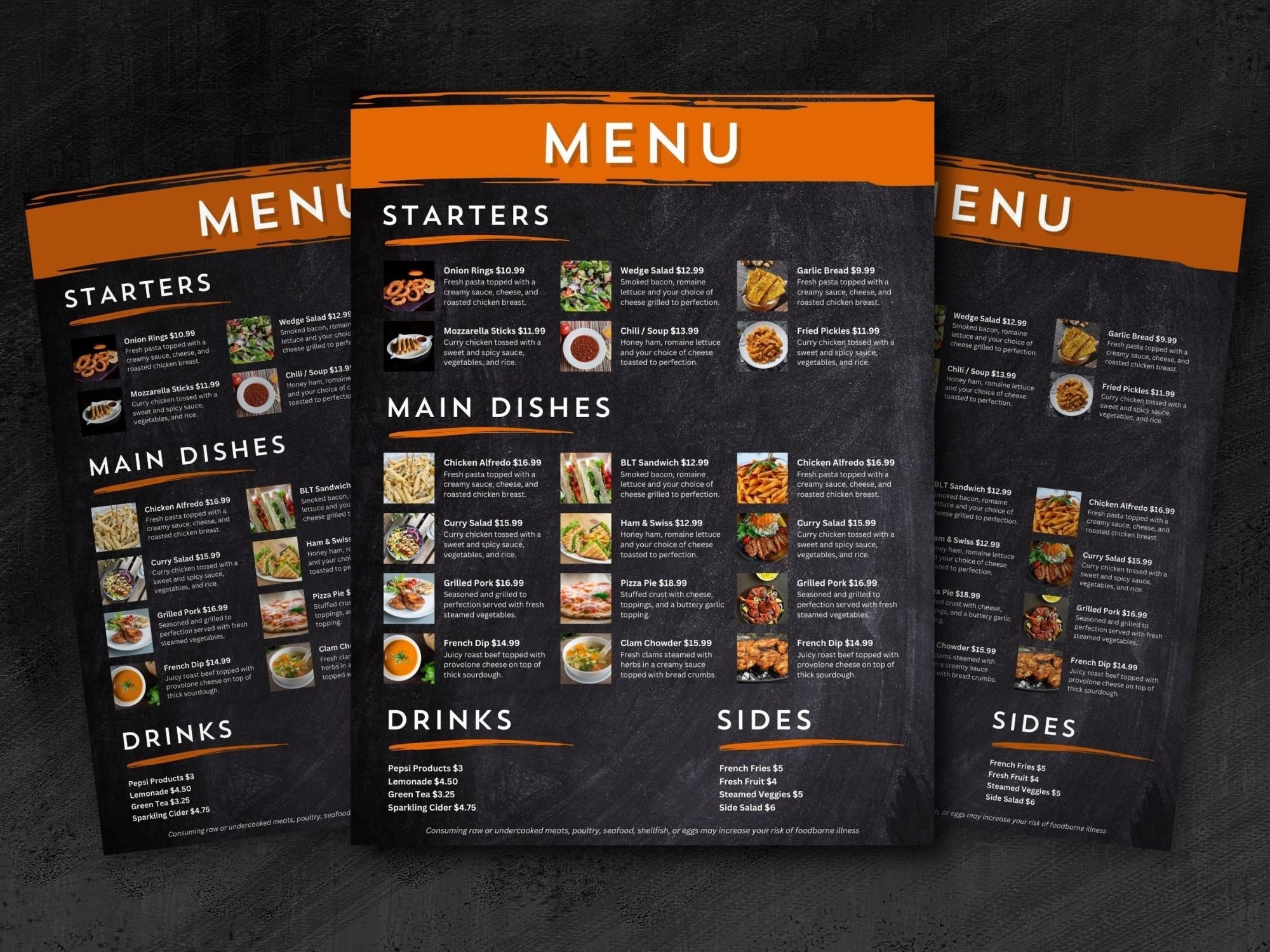 Modern Restaurant Menu Template | Chalkboard Menu Canva Template ...
